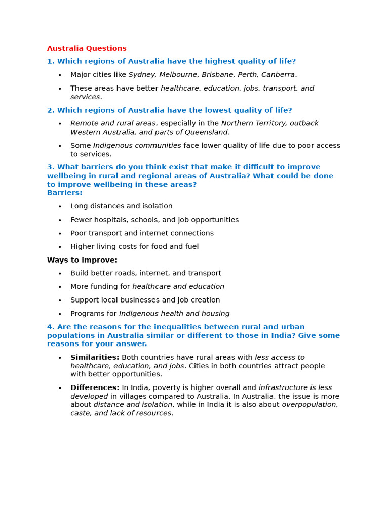 28.08.25 Australia Questions | PDF