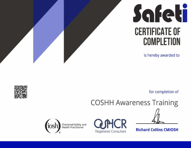 COSHH Awareness Training Certificate COSHH Awareness Training Online ...