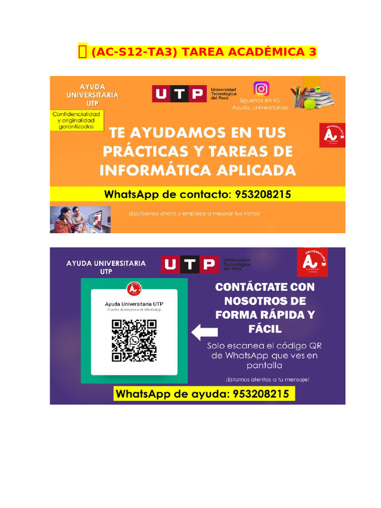 ? (AC-S12-TA3) TAREA ACADÉMICA 3 Informatica | PDF | Microsoft Excel | Informática