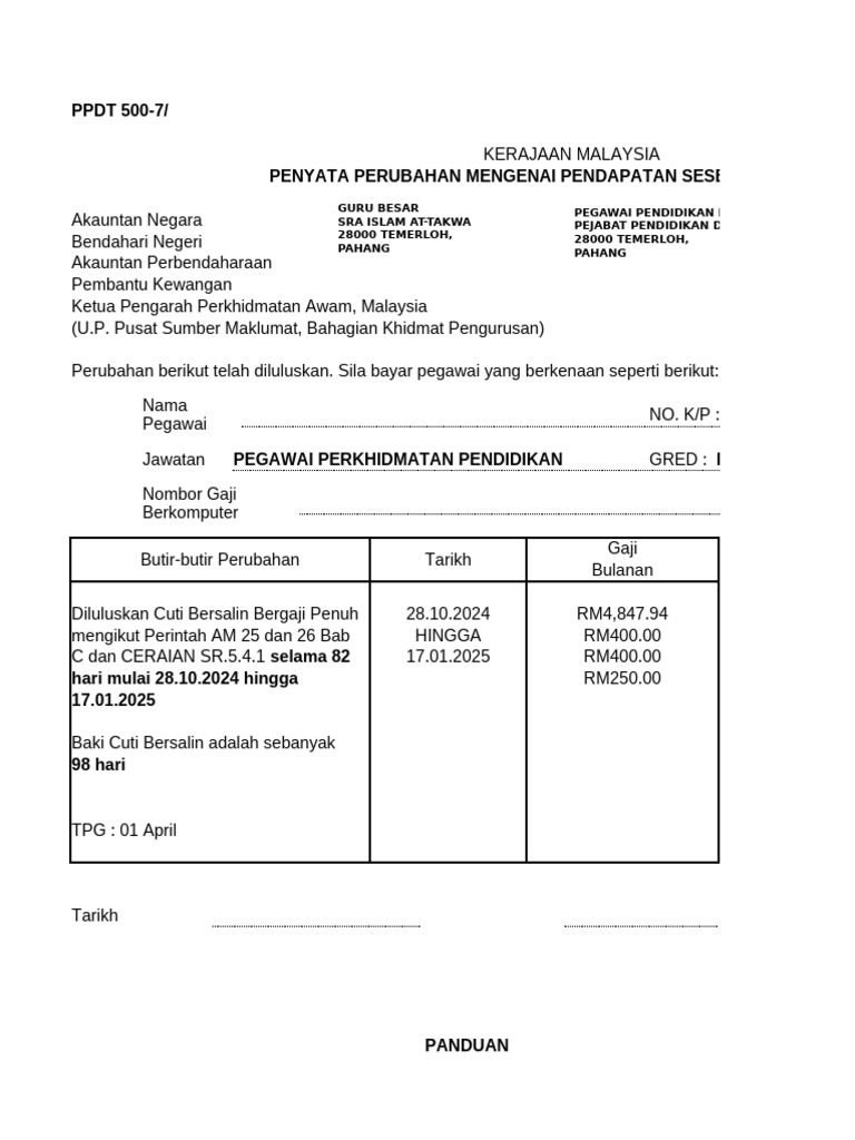 Kew.8 Cuti Bersalin | PDF