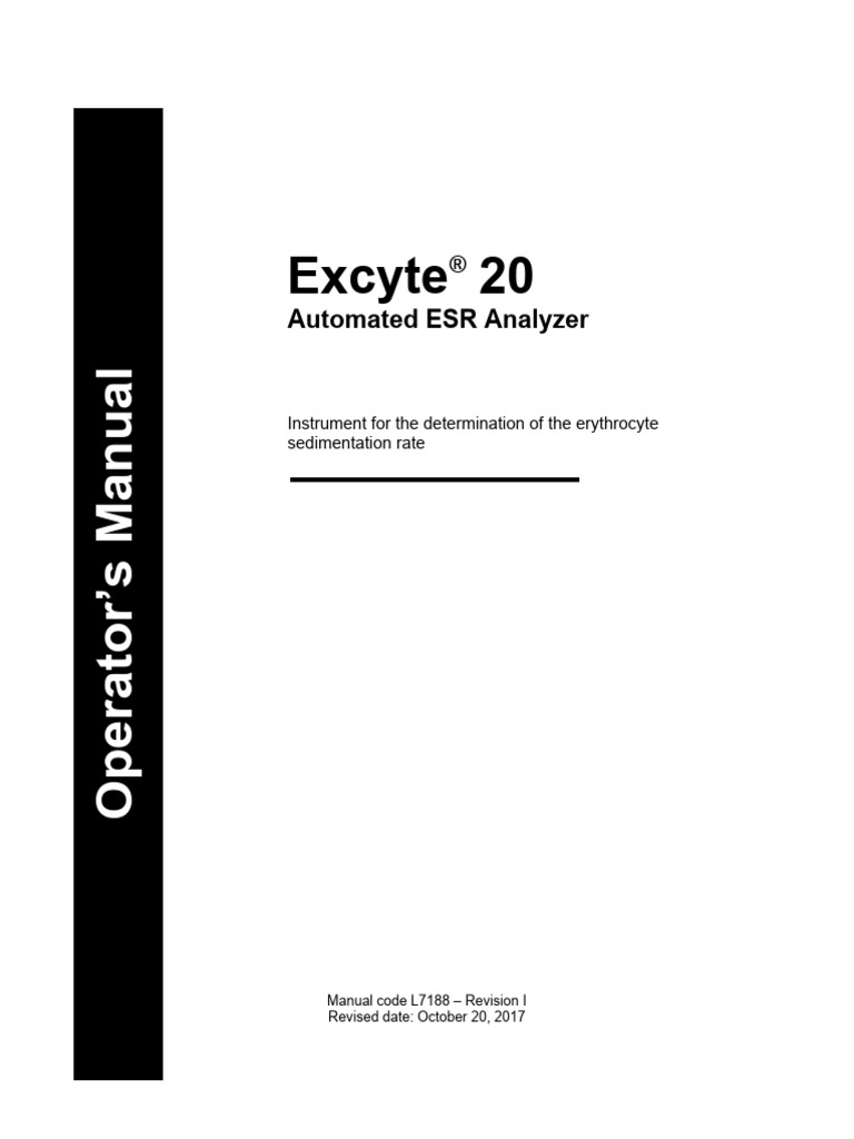 Excyte 20 Automated ESR Analyzer Manual | PDF | Barcode | Computer Keyboard