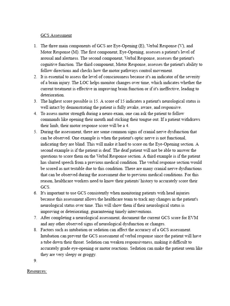 GCS Assessment | PDF | Neurology | Neurological Disorders