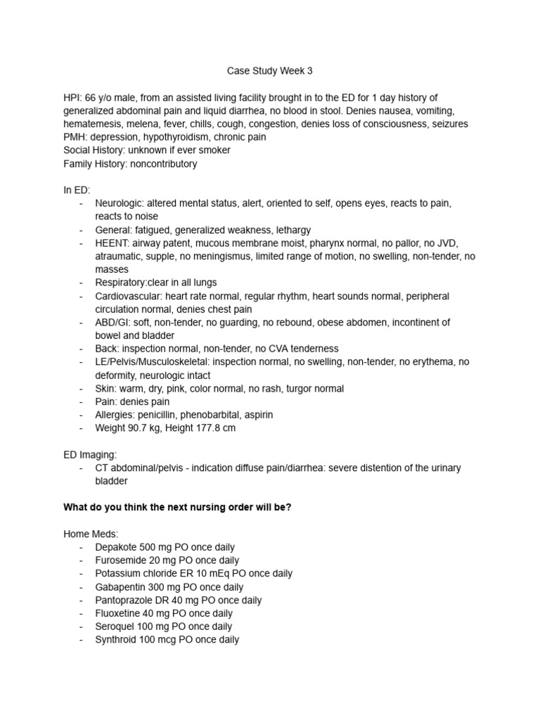 3Week 3 Case Study | PDF | Abdomen | Clinical Medicine