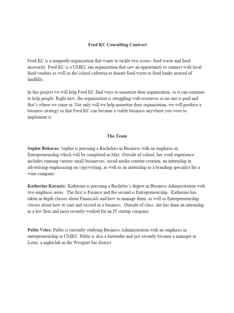 Feed KC Consulting Contract - 1 (Signed) | PDF | Economies | Business ...