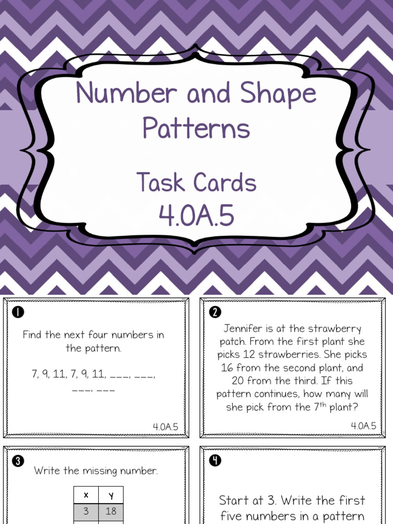 Number and Shape Patterns 4.OA.5: Task Cards | PDF