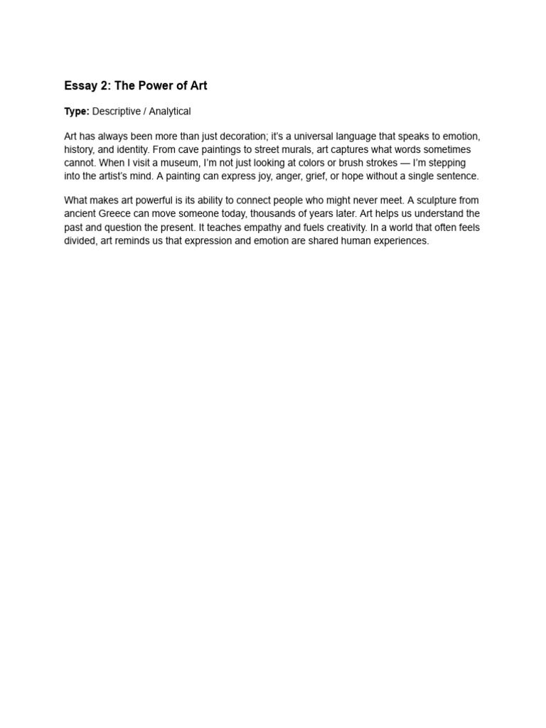 Essay 2 - The Power of Art | PDF