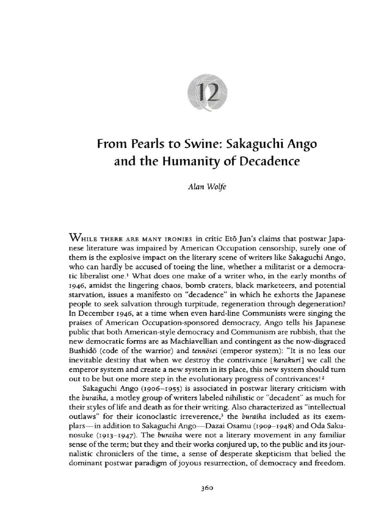 WOLFE, A. (2001) - From Pearls To Swine. Sakaguchi Ango and The Humanity of Decadence. en ...