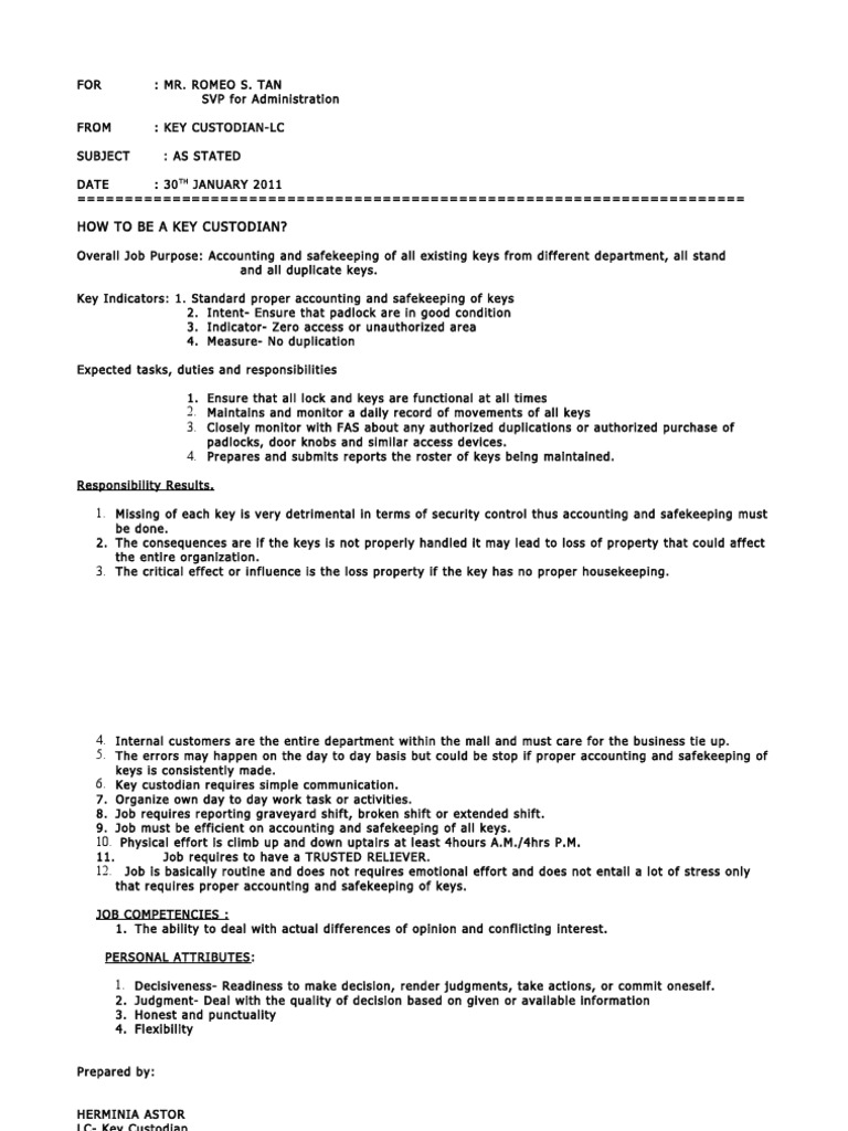 How To Be A Key Custodian | PDF