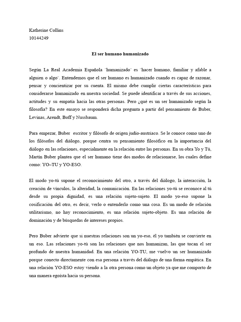 Ser humano humanizado: filosofía y ética | PDF | Hannah Arendt ...