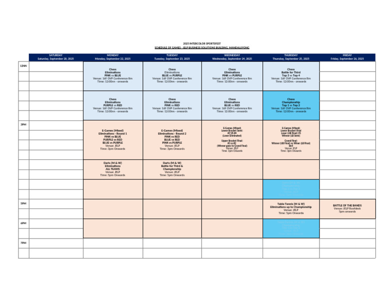 2025 Intercolor Sportsfest Schedule | PDF