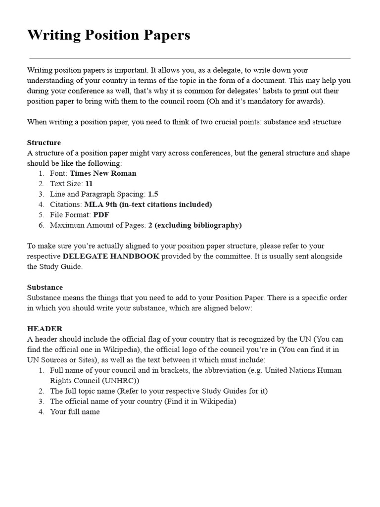 Position Paper Citation Guidelines | PDF | Citation