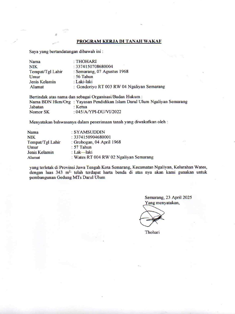 Program Kerja Wakaf | PDF