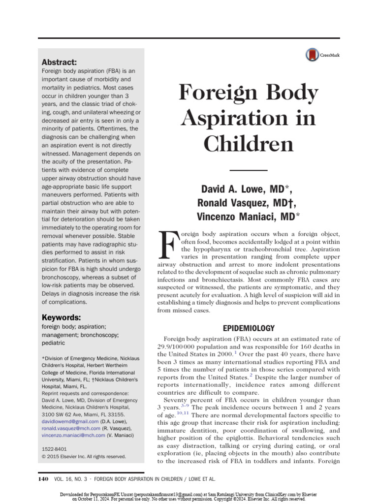 Foreign Body Aspiration in Children | PDF | Respiratory System ...