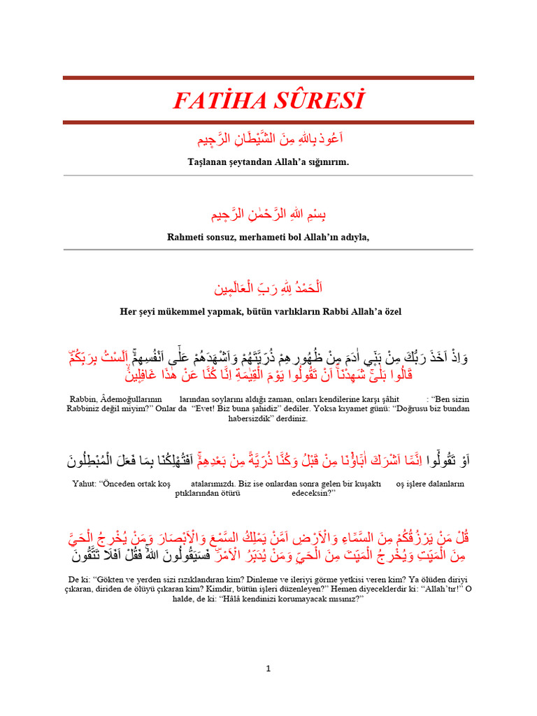 1 Hikmetli Fatiha Suresi | PDF