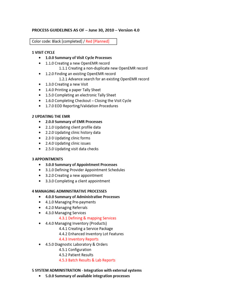 Process Guidelines Outline - June 2010 | PDF | Electronic Health Record ...