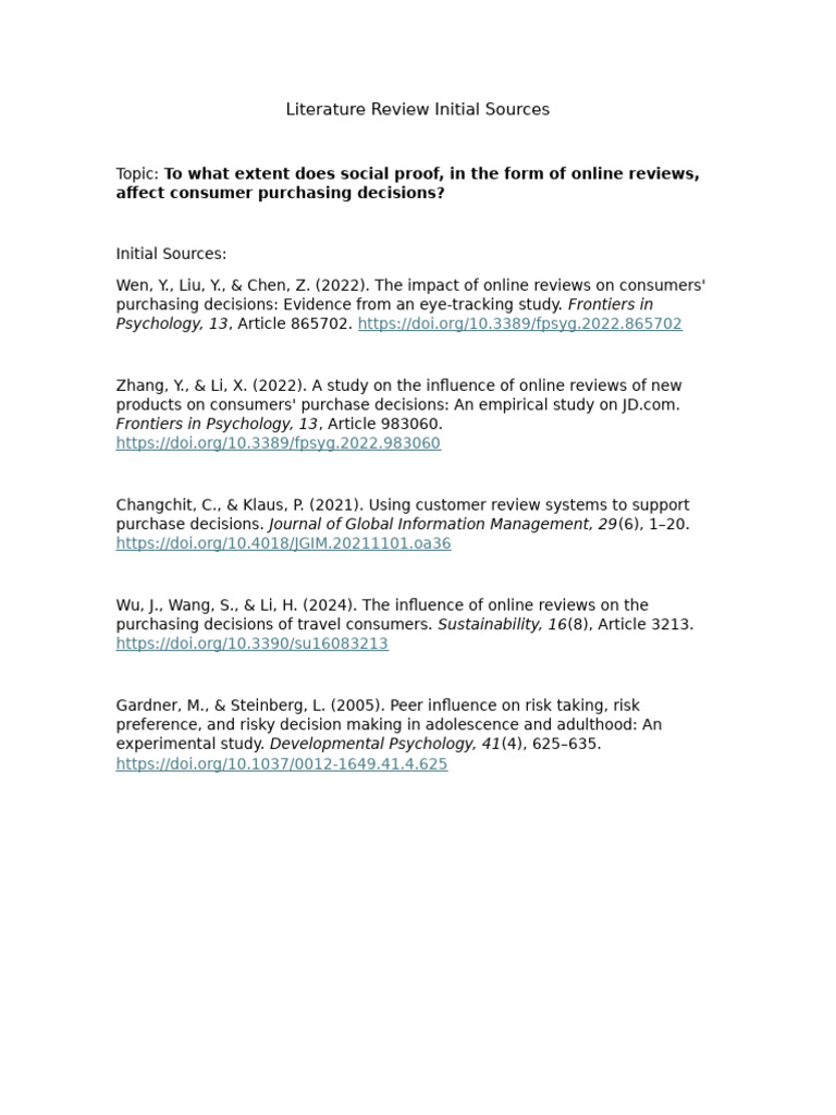 Literature Review Initial Sources | PDF