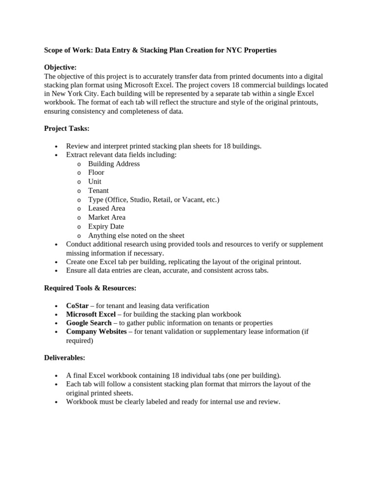 Stacking Plan Upwork Job | PDF
