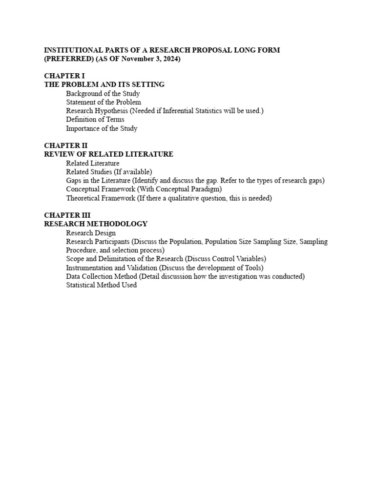 Institutional Parts of A Research Proposal | PDF