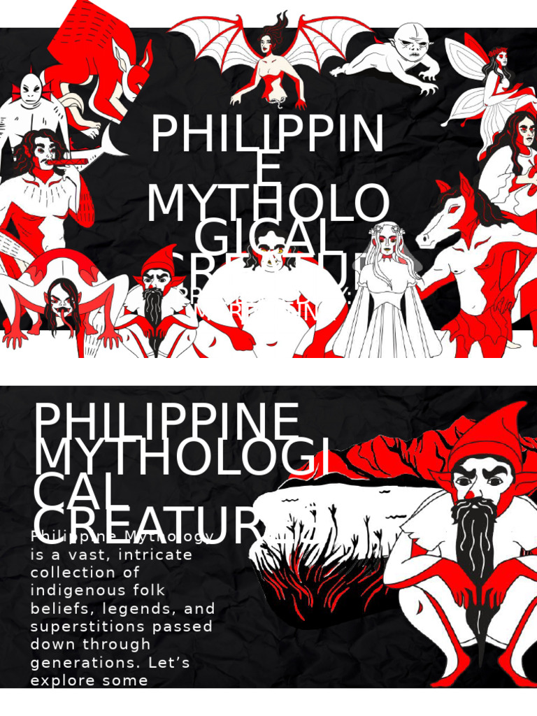 Philippine Mythological Creatures Presentation in Black Red and White ...