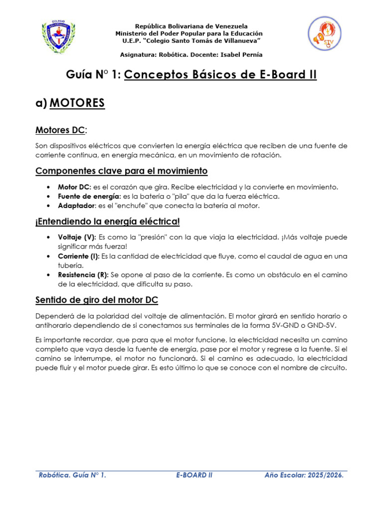 Rob-Tica E-BOARD II - Gu-A - 1 - Conceptos B-Sicos | PDF | Corriente continua | Electromagnetismo
