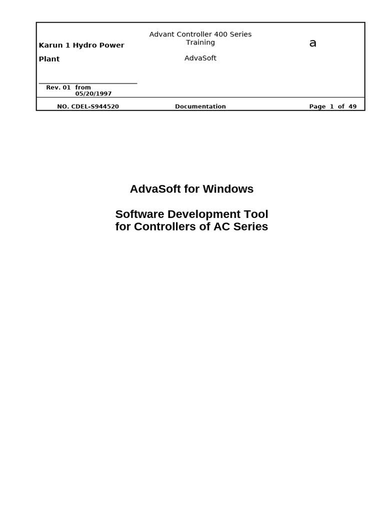 Advant Controller AdvaSoft | PDF | Button (Computing) | Menu (Computing)