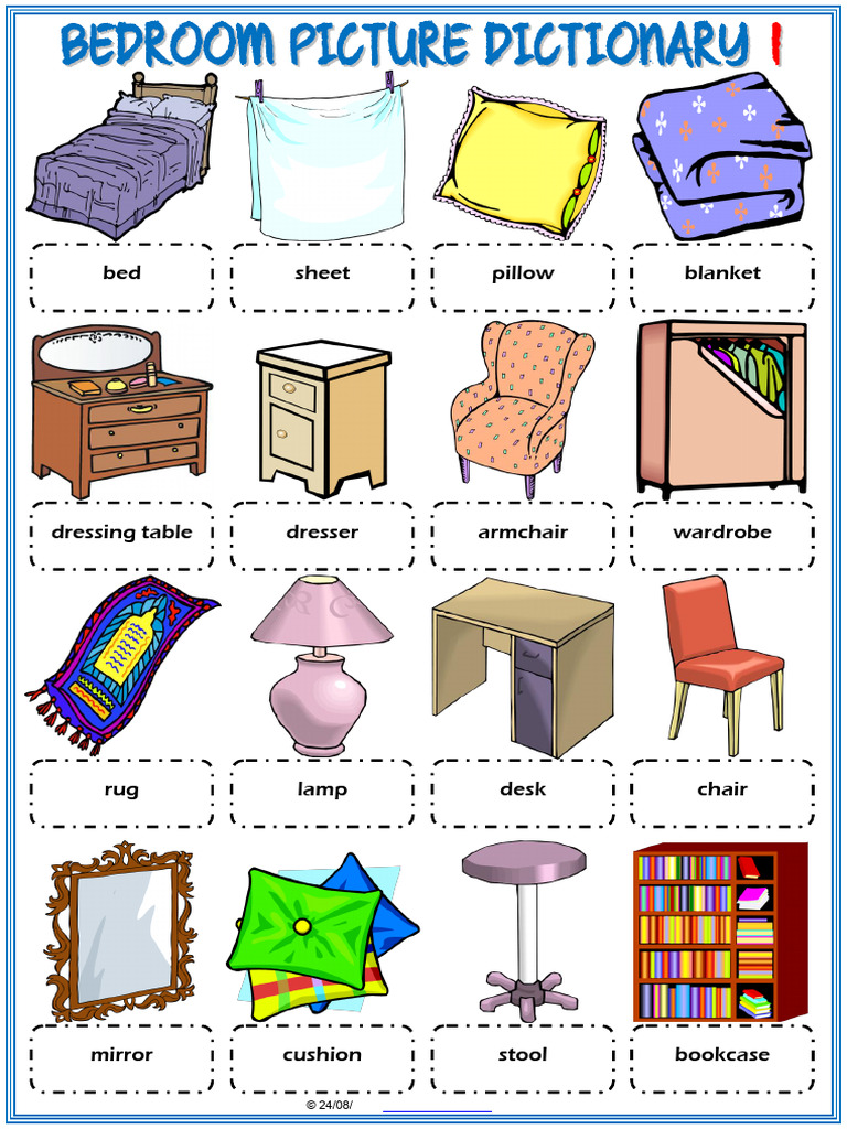 Bedroom Vocabulary Esl Picture Dictionary Worksheets For Kids | PDF