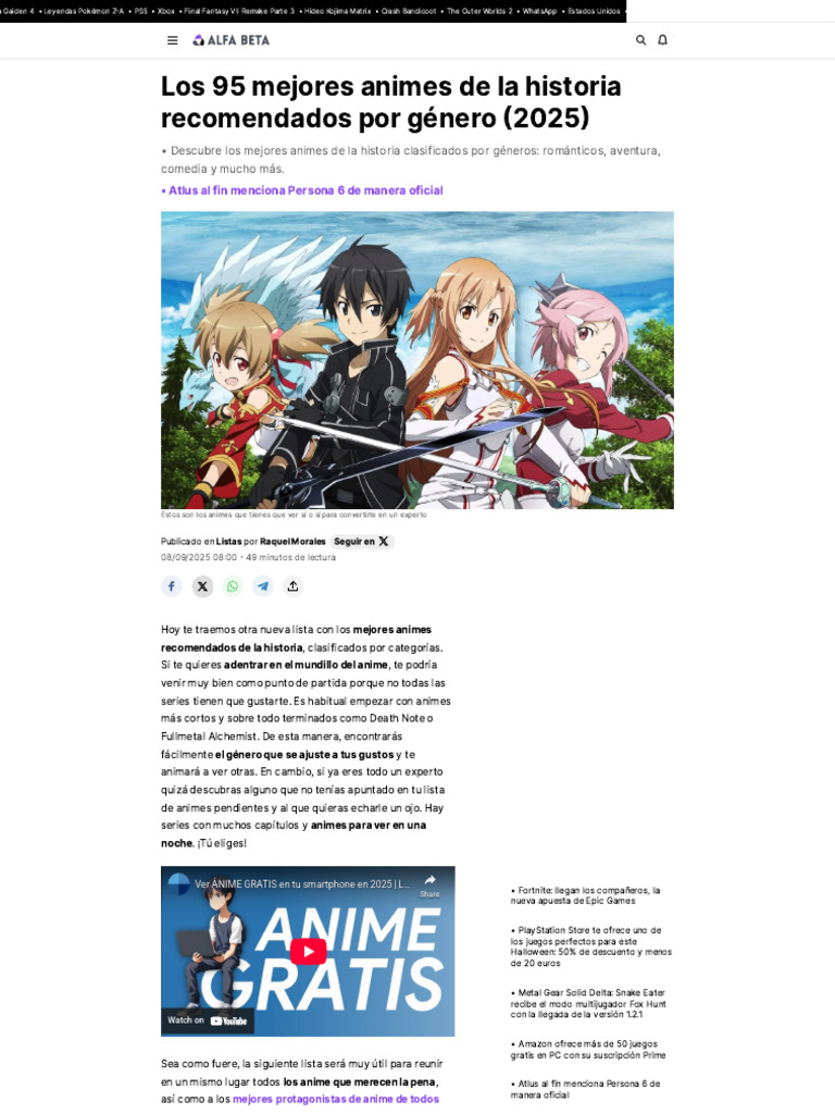Mejores animes recomendados 2025 | PDF