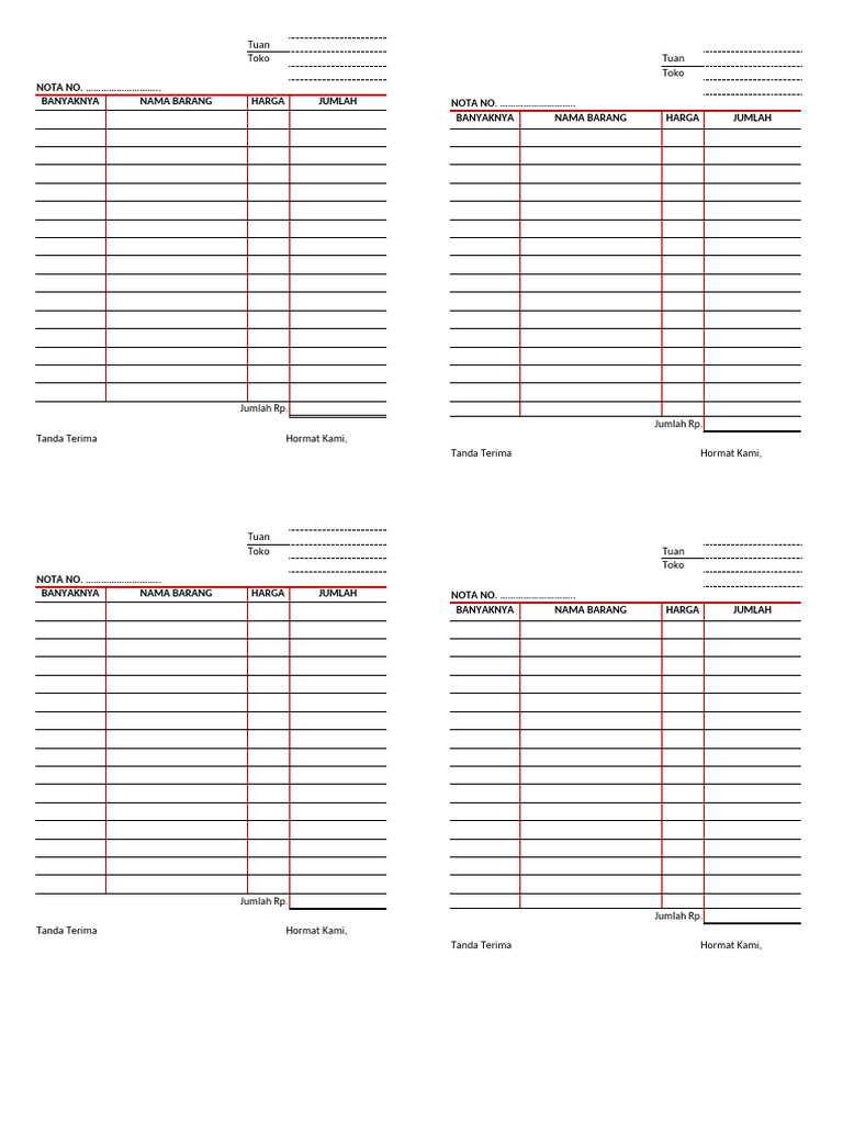 Nota Kontan Excel | PDF