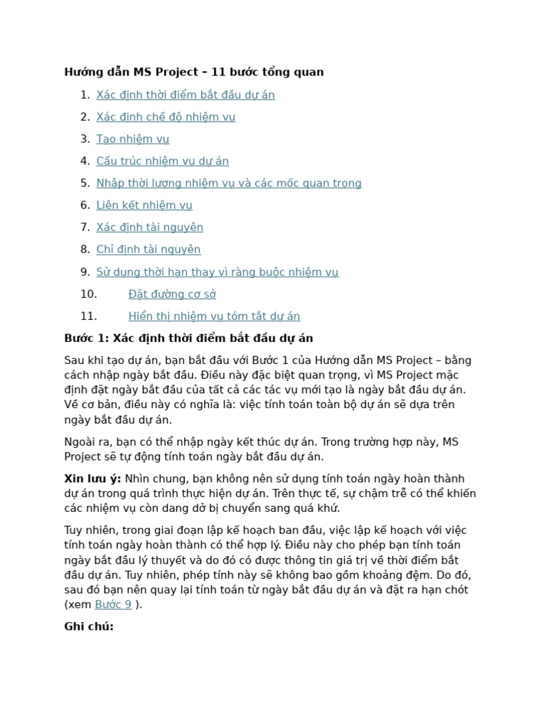 Hướng Dẫn MS Project 11 Buoc | PDF