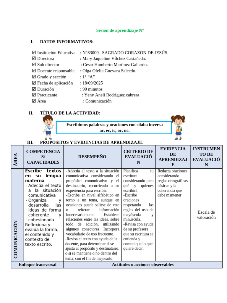 Sesion de Comunicación de Ac Ec Ic Oc Uc | PDF | Ortografía | Escritura