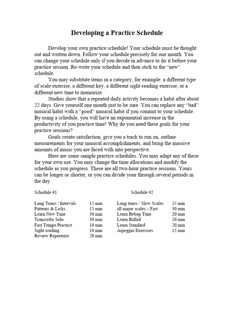 Create Your Custom Practice Schedule | PDF | Elements Of Music ...