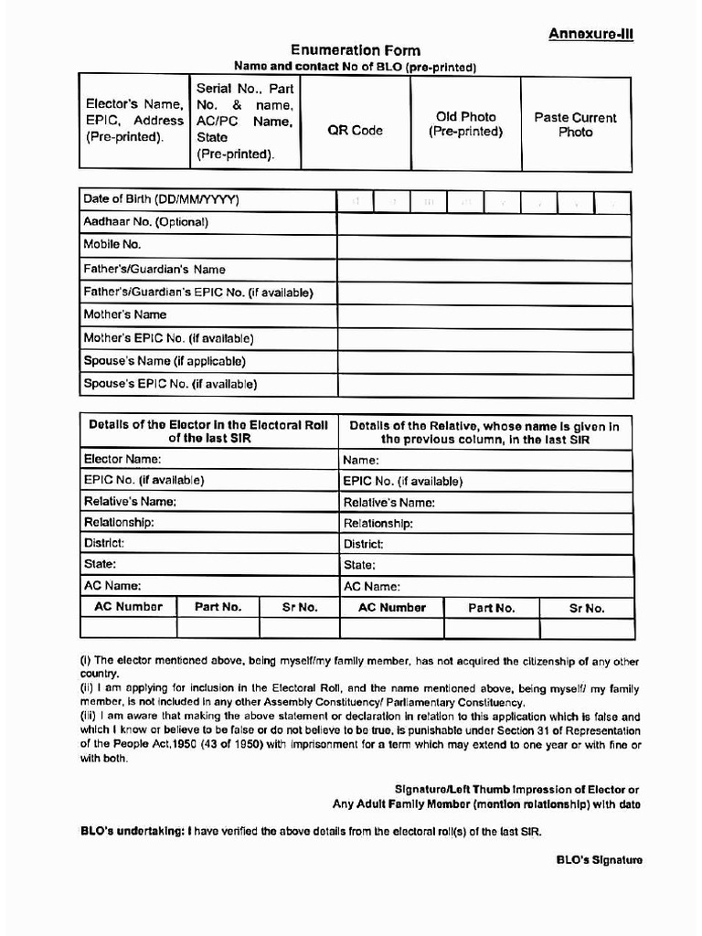 Enumeration Form | PDF