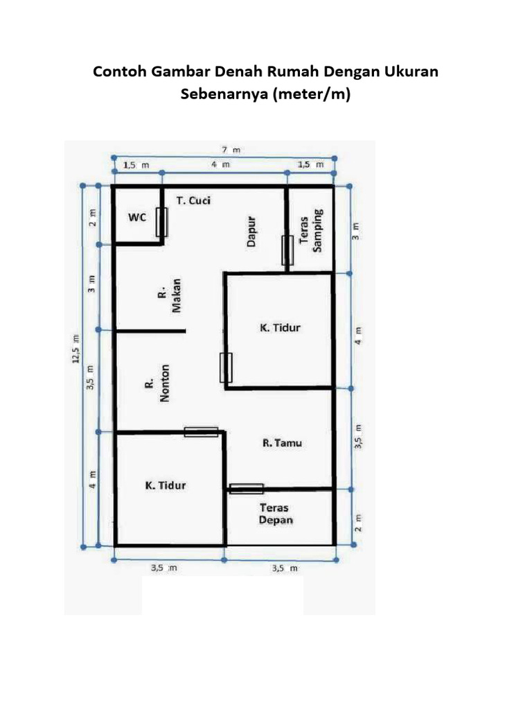 Gambar Denah Rumah Dengan Ukuran Sebenarnya (Meter) | PDF