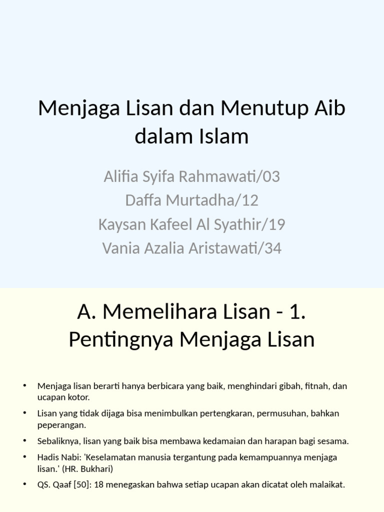 PPT_Menjaga_Lisan_dan_Menutup_Aib | PDF