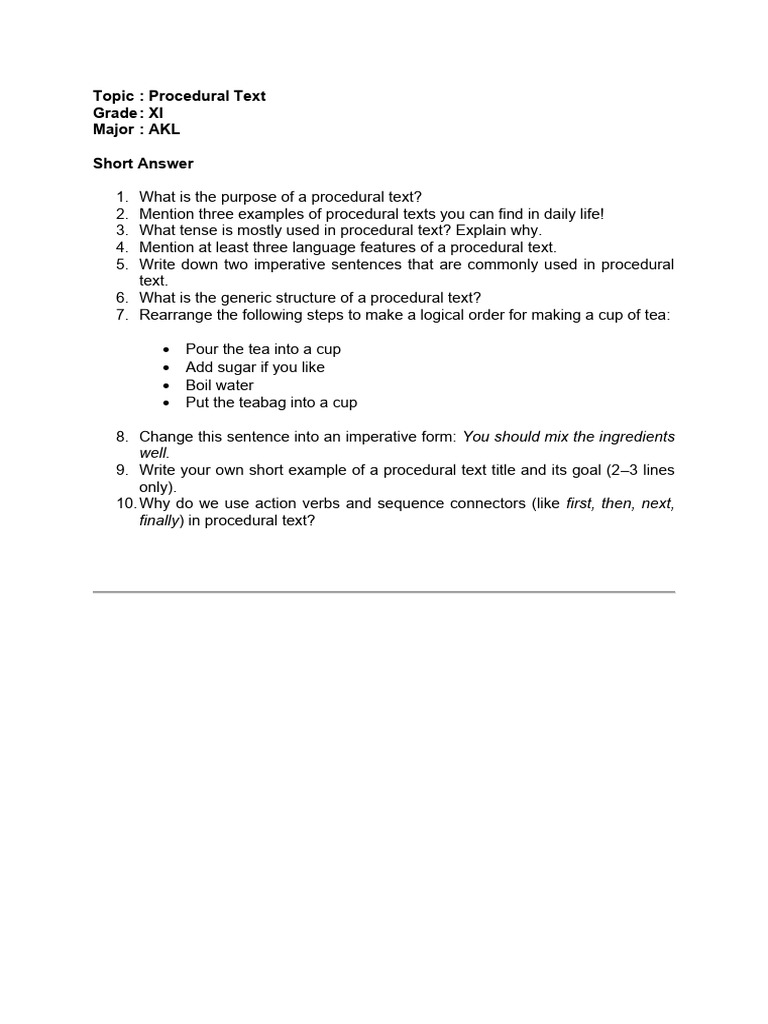 Understanding Procedural Texts in Grade XI | PDF