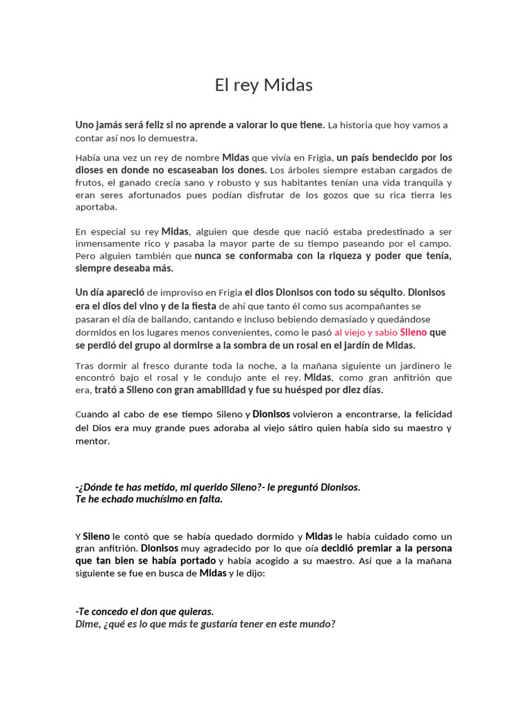 El Rey Midas | PDF | Dioniso
