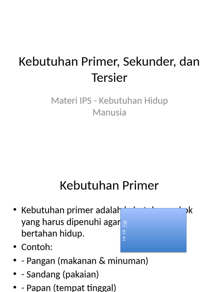Kebutuhan Primer Sekunder Tersier Ilustrasi | PDF