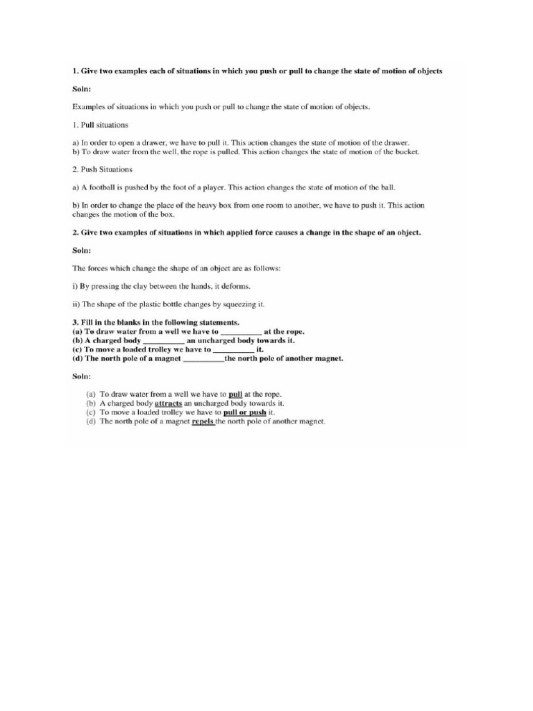 Class 8 Force and Pressure Notes PDF | PDF