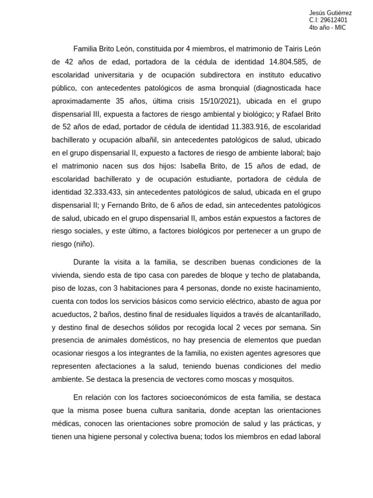 Análisis de la Familia Brito León | PDF