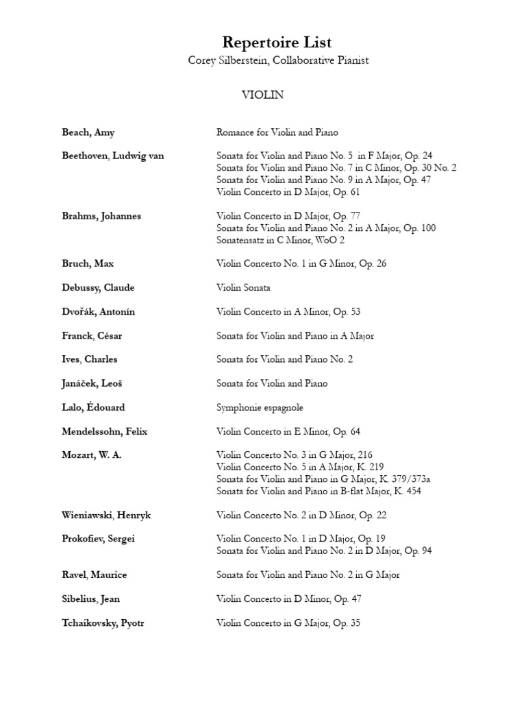 Violin Repertoire Compilation | PDF