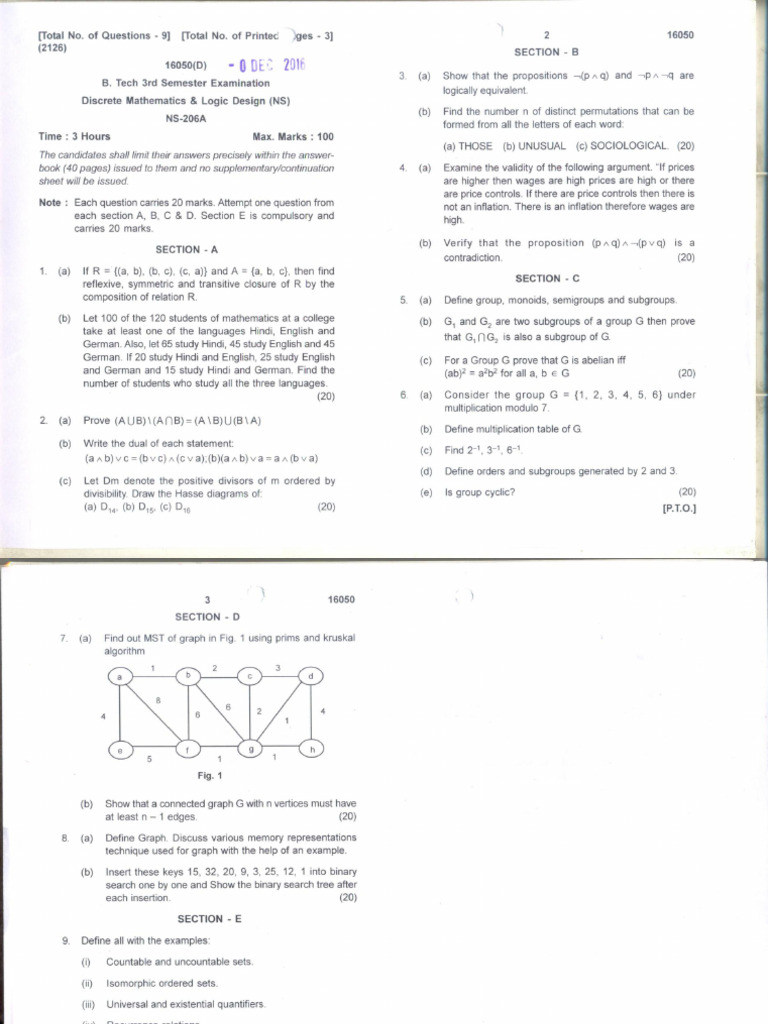 NS-206A Discrete Mathematics & Logic Design (NS) 0001 | PDF