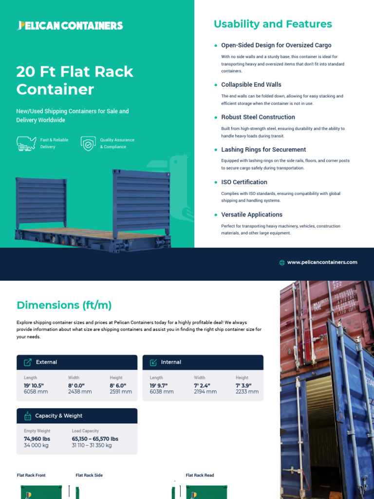 20Ft Flat Rack Container | PDF | Freight Transport | Transport