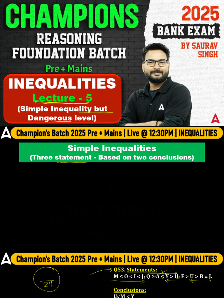 Inequality Lec-4 (Simple Inequality - With Comma) | PDF