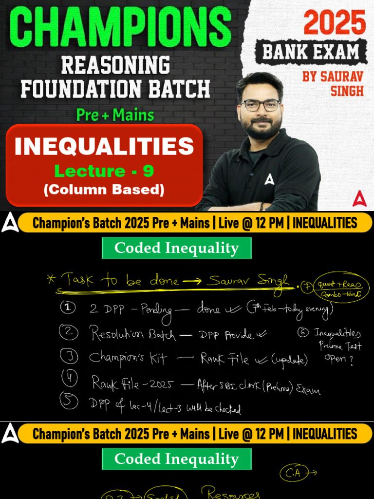 Inequality Lec-8 (Column Based Inequality-New Pattern) | PDF