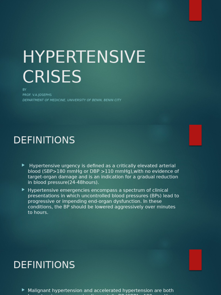 Hypertensive Crises | PDF | Hypertension | Blood Pressure