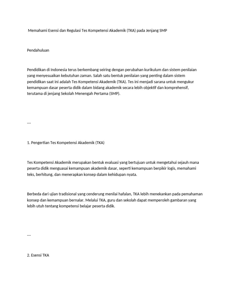 Memahami Esensi Dan Regulasi TKA | PDF