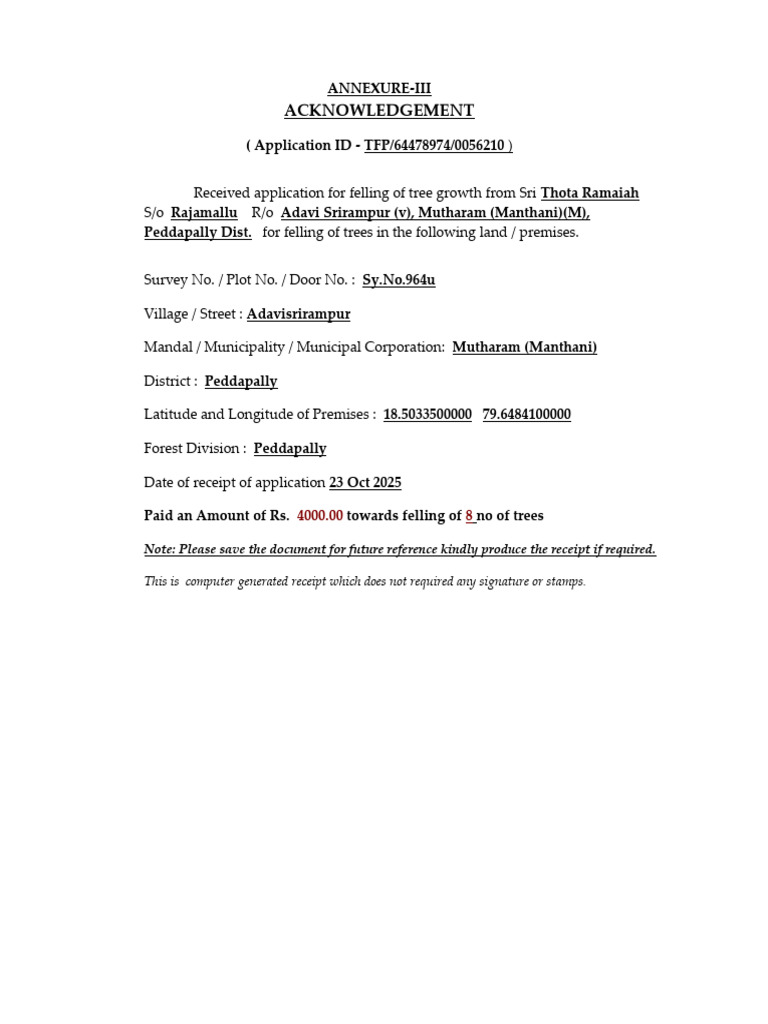 EDB - Acknowledgement - Thota Ramaiah | PDF