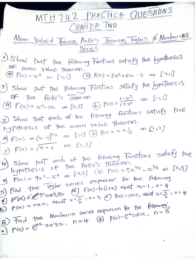 MTH 242 Chapter Two Practice Questions | PDF