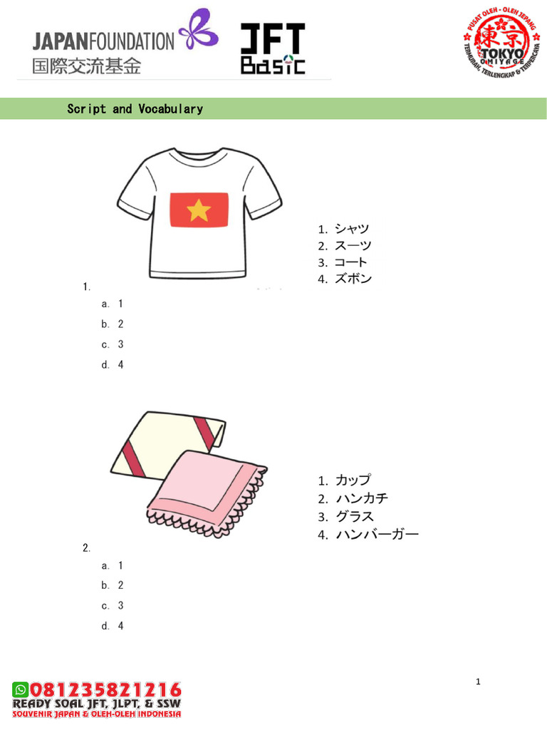 Soal JFT Basic Level Intermediate 9-1-14 | PDF