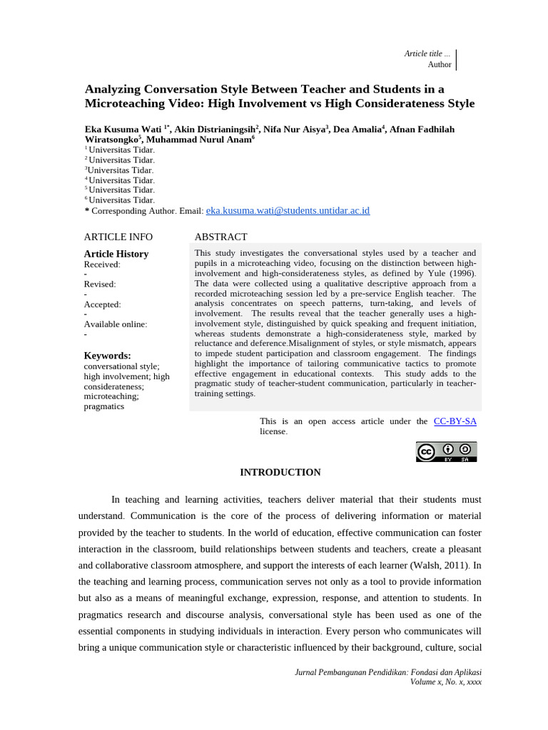 Teacher-Student Conversation Styles in Microteaching | PDF | Learning ...